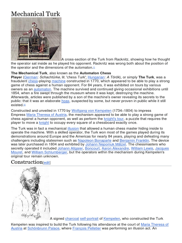 Mechanical Turk | PDF | Chess