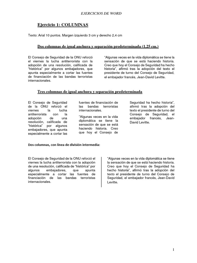 Ejercicio 1 Columnas | PDF | Política