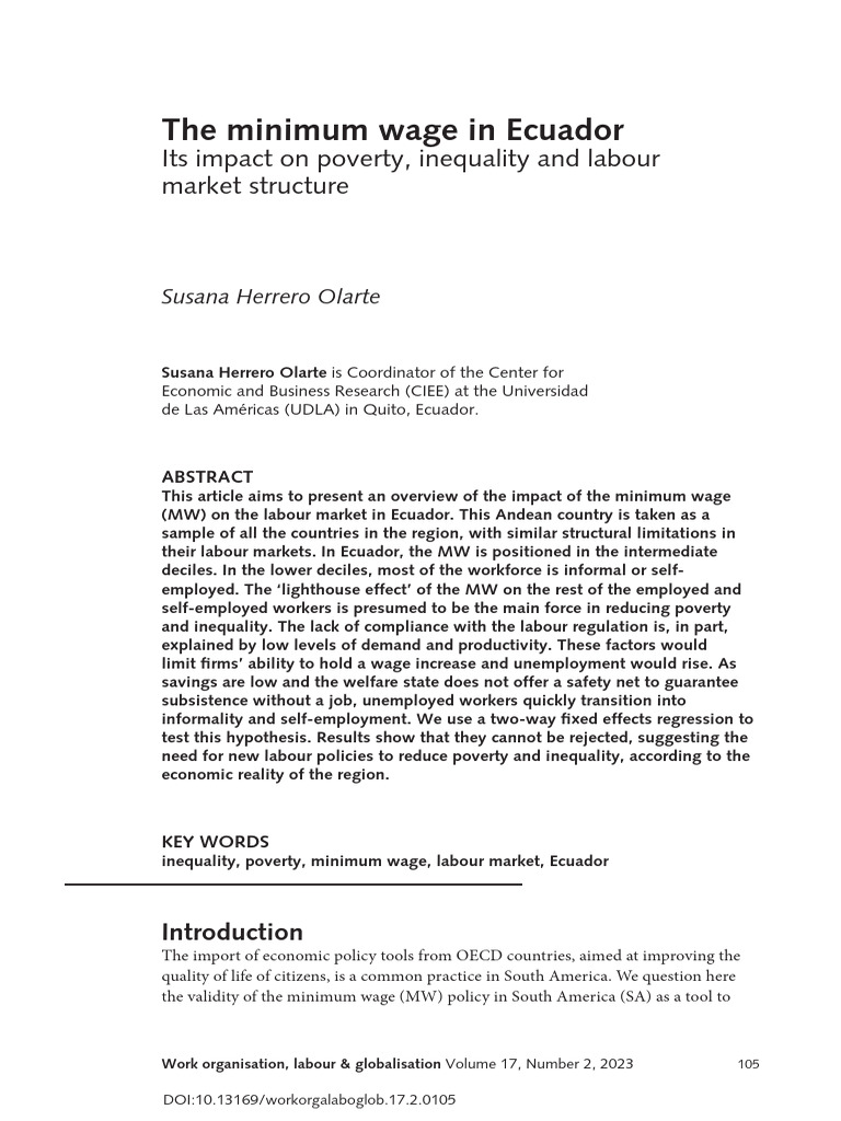 6-The Minimum Wage in Ecuador | PDF | Labour Economics | Unemployment