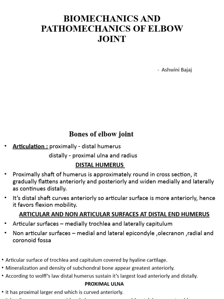 Biomechanics and Pathomechanics of Elbow Joint | PDF | Elbow | Anatomy