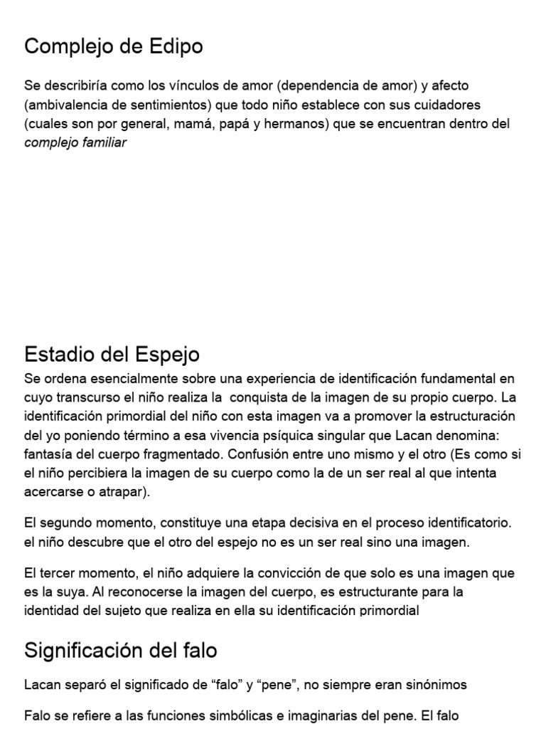 Complejo de Edipo Lacan | PDF | Complejo de Edipo | Jacques Lacan