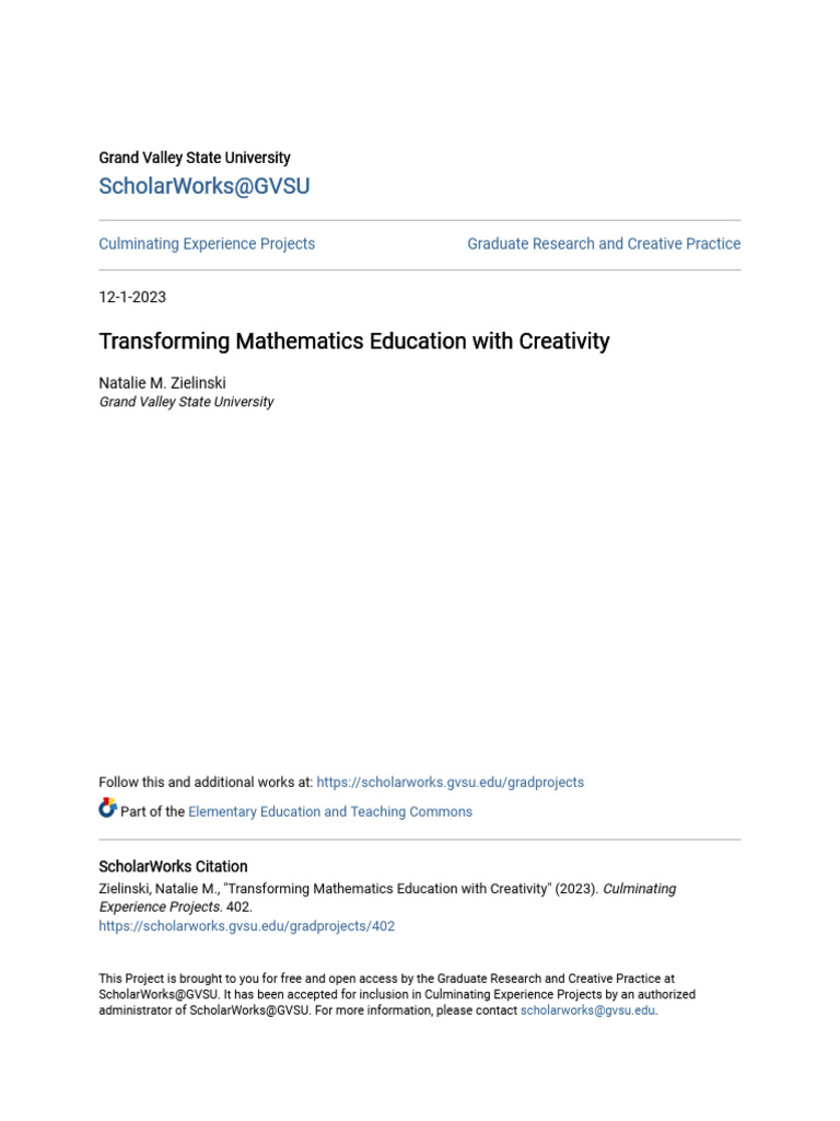 Transforming Mathematics Education With Creativity | PDF | National ...