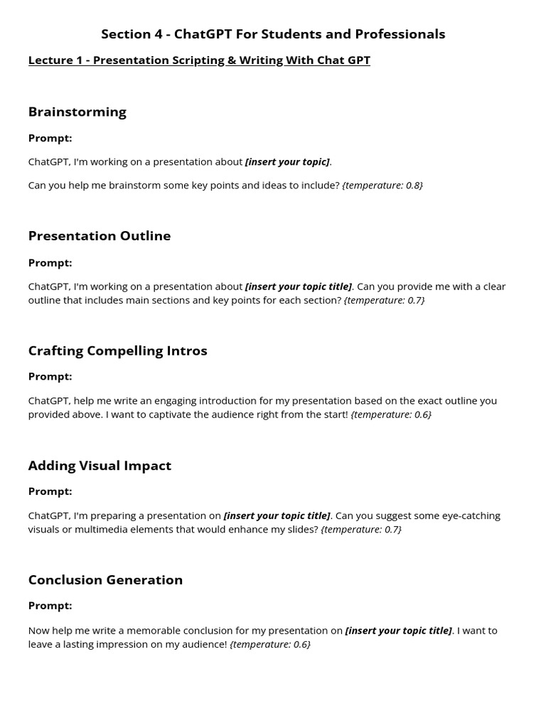 4 - Prompt Templates - ChatGPT For Students and Professionals PDF | PDF ...