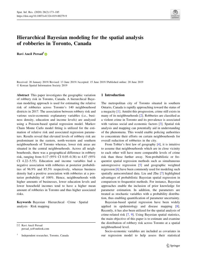 Bayesian Model For Robbery Risk | PDF | Errors And Residuals | Spatial Analysis