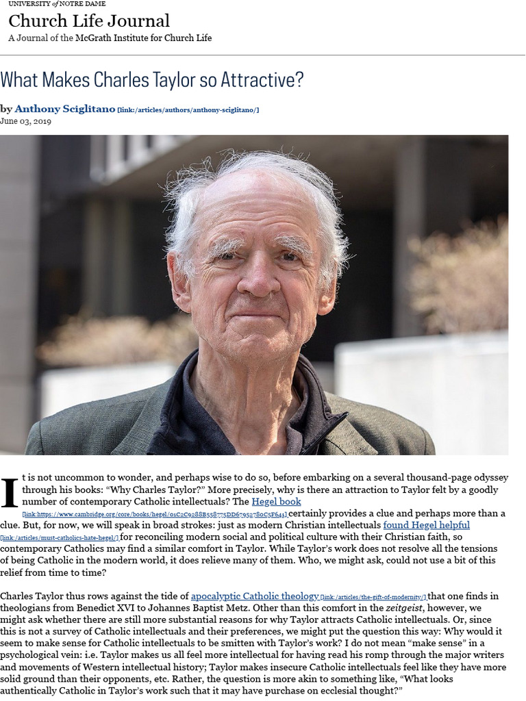 What Makes Charles Taylor So Attractive - Church Life Journal ...