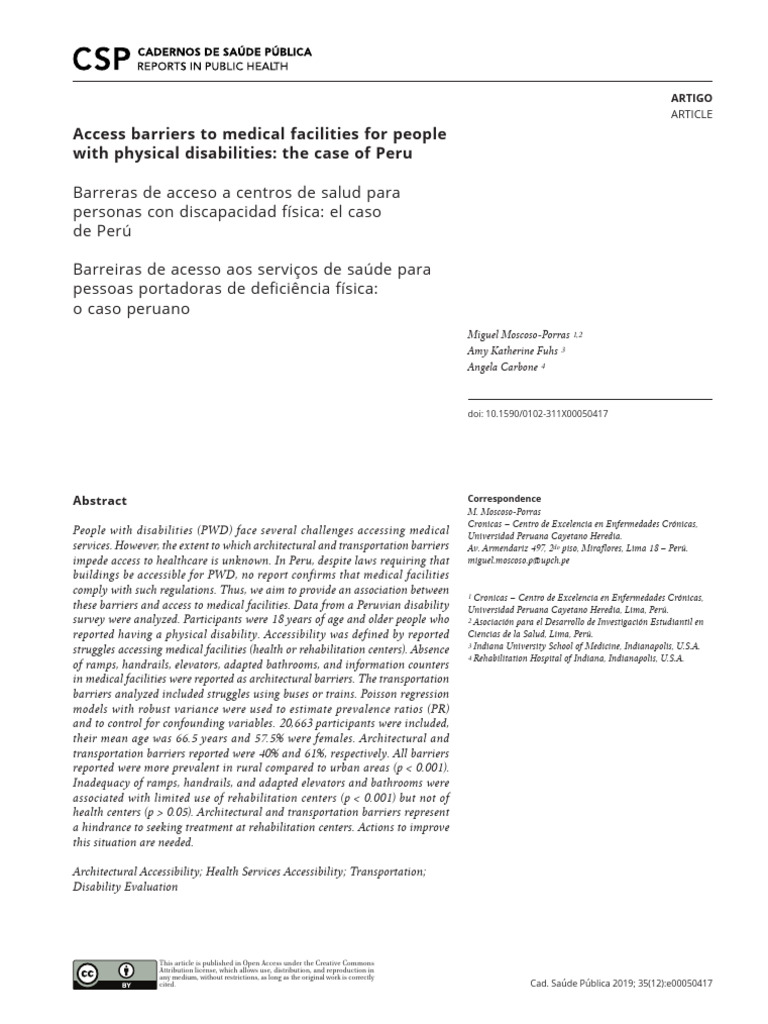 Barreiras de Acesso A Equipamentos Médicos para PCDs | PDF | Disability ...