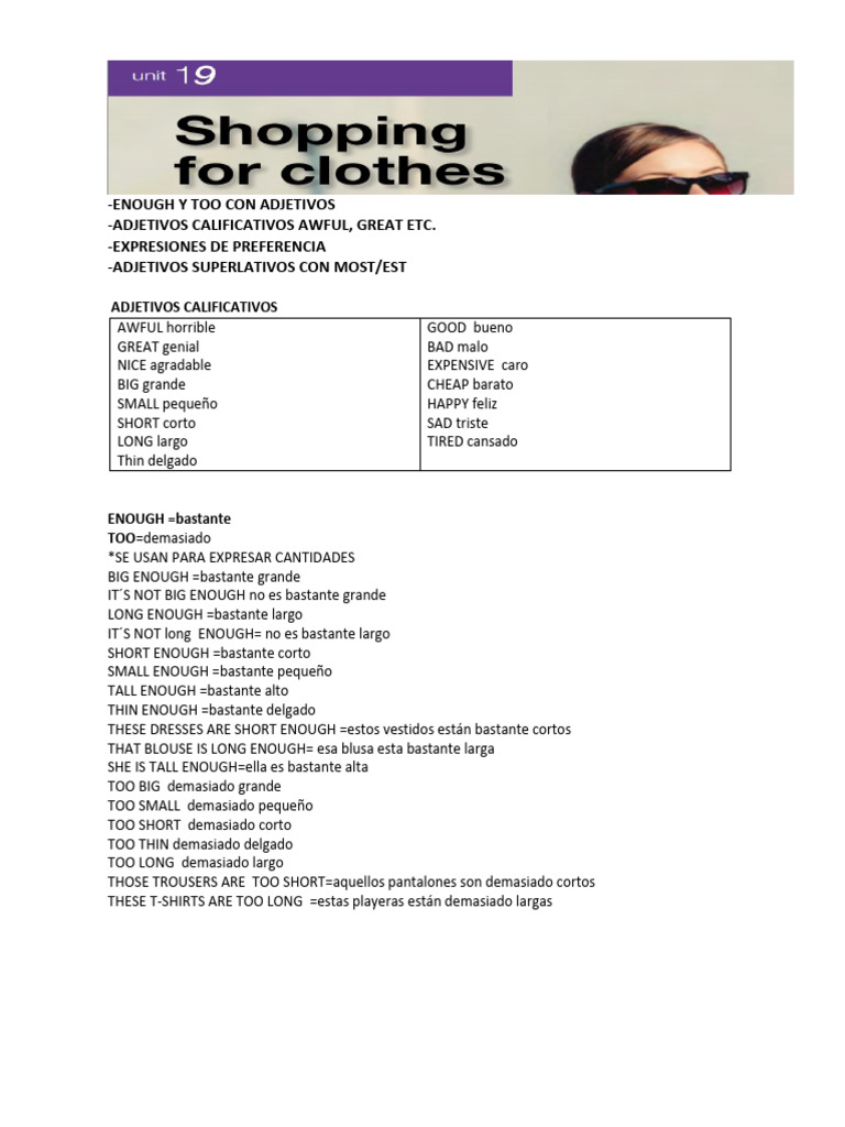 UNIT 19 SHOPPING FOR CLOTHES-fusionado | PDF