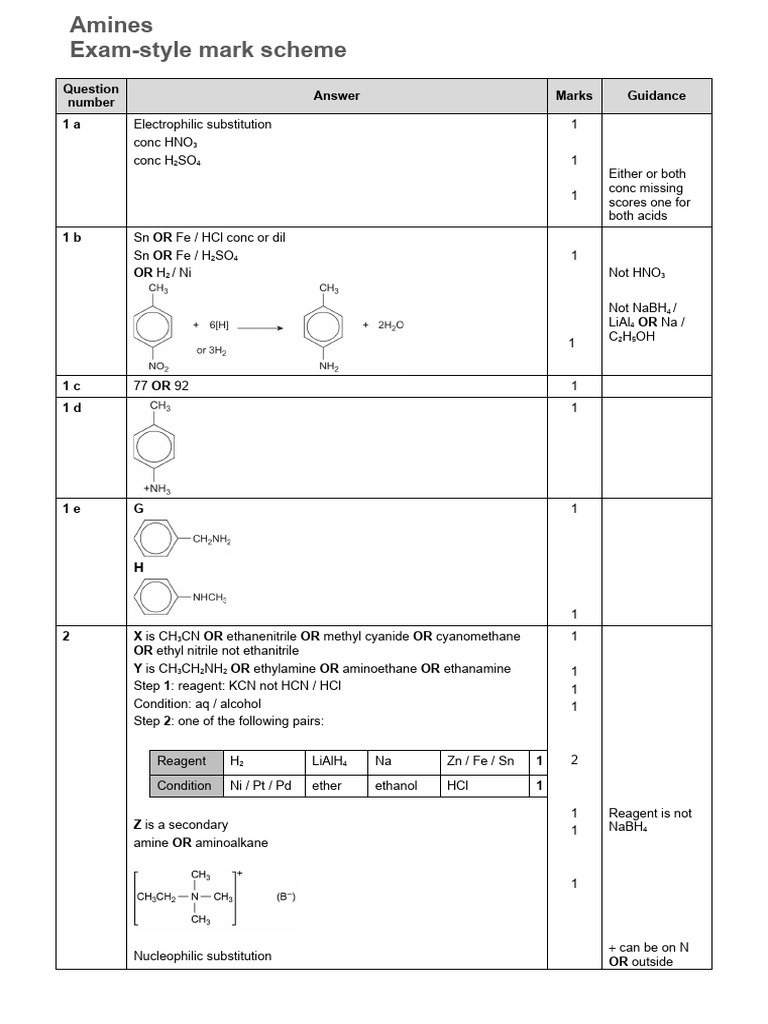 Amines End of Topic Test Amended Ms | PDF | Amine | Organic Chemistry