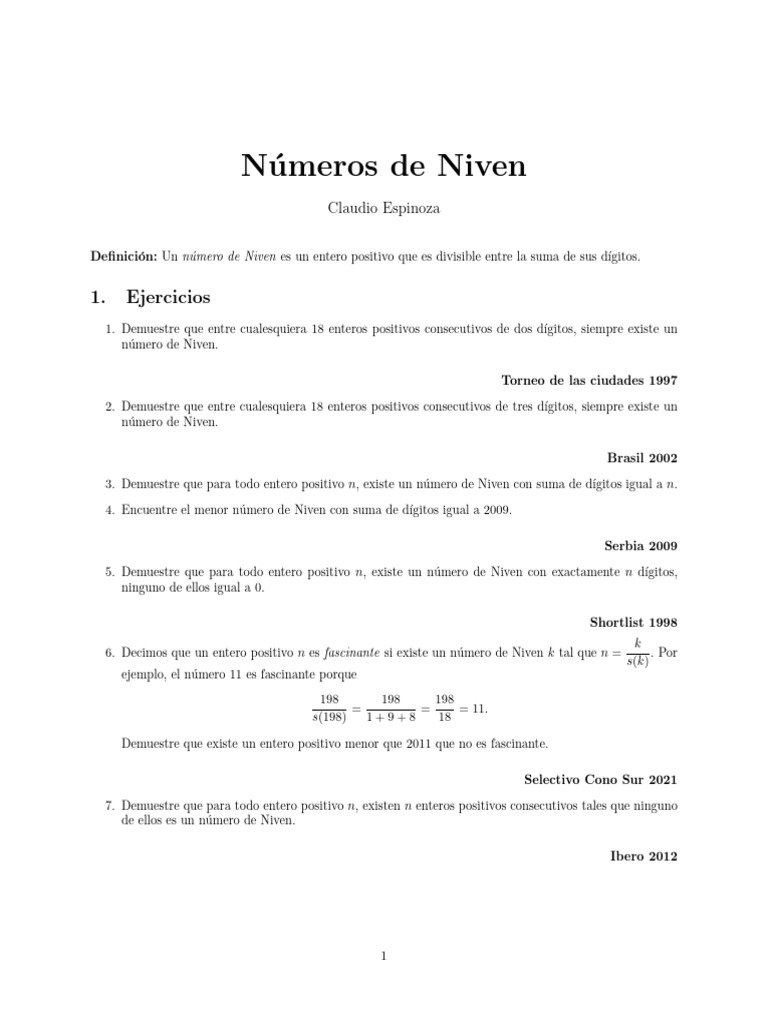 Numeros de Niven Problemas | PDF