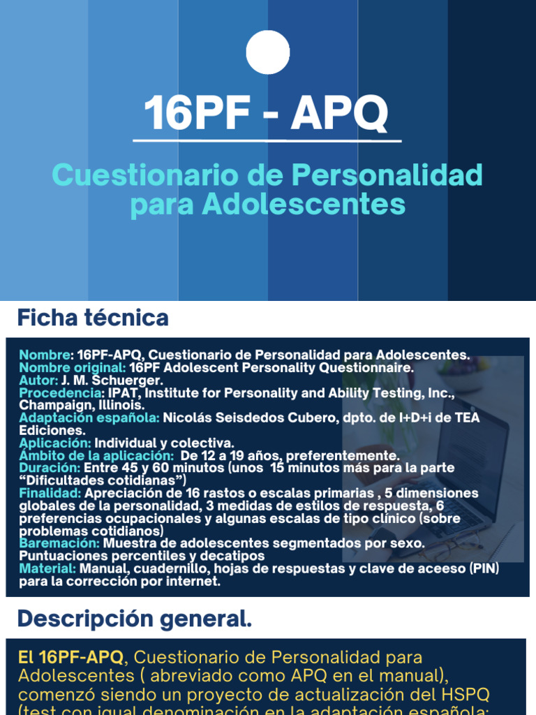 16PF - Apq - 20231031 - 092943 - 0000 | PDF | Sicología | Ciencias del comportamiento