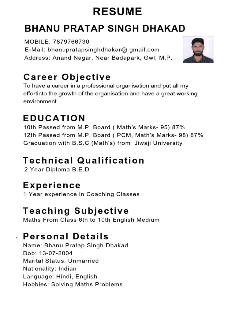 Bhanu Resume | PDF | Career & Growth | Wellness