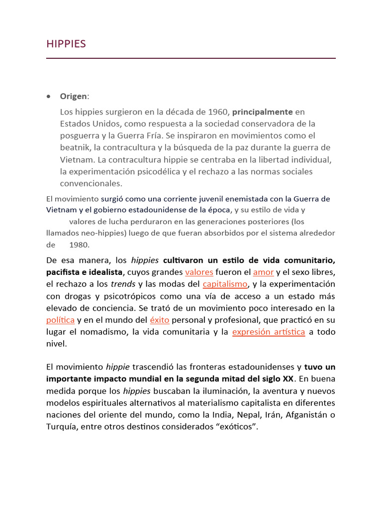 Movimiento Hippie | PDF | Hippie