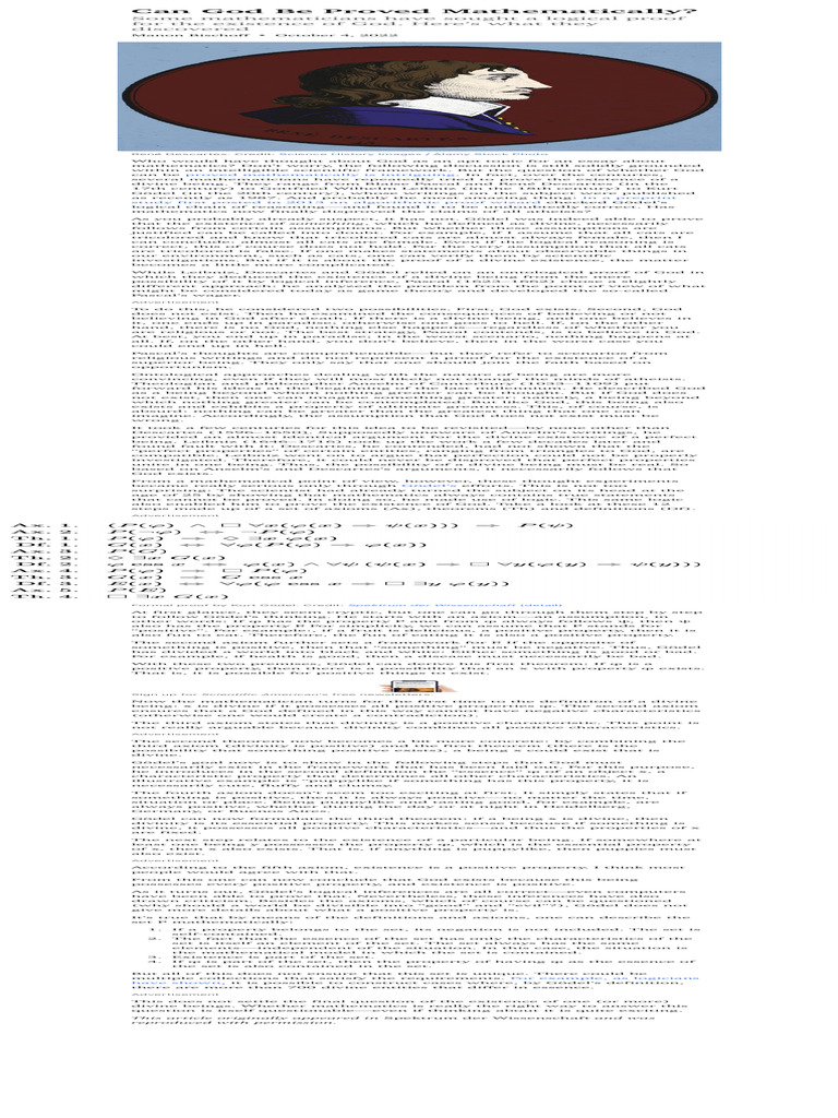 Mathematical Proofs of God's Existence | PDF | Axiom | Existence
