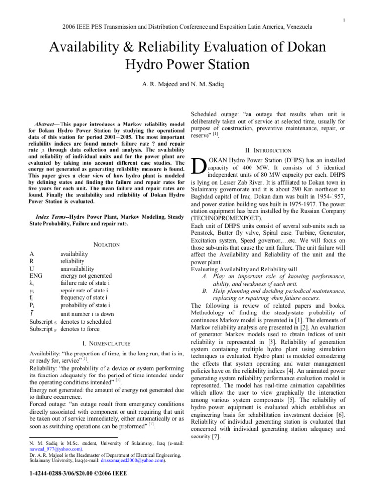 Availability & Reliability Evaluation of Dokan HP | PDF | Reliability ... Availability & Reliability Evaluation of Dokan HP | PDF | Reliability ...