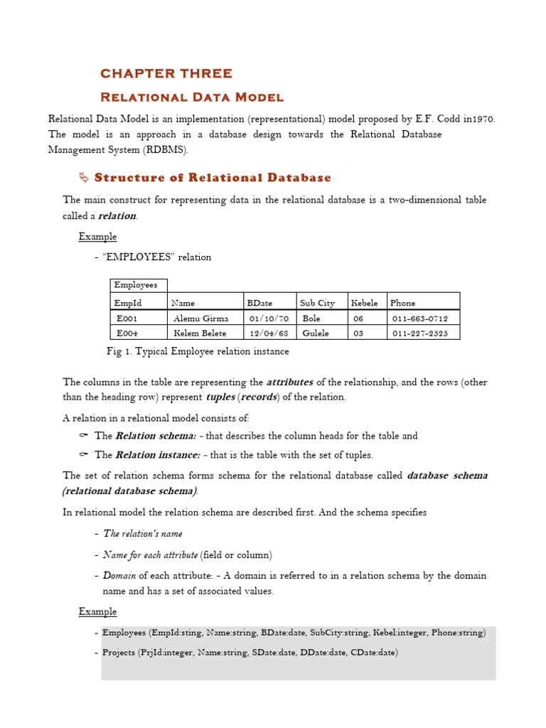 CH - 3 Fundamentals of A Database System | PDF | Relational Database | Relational Model