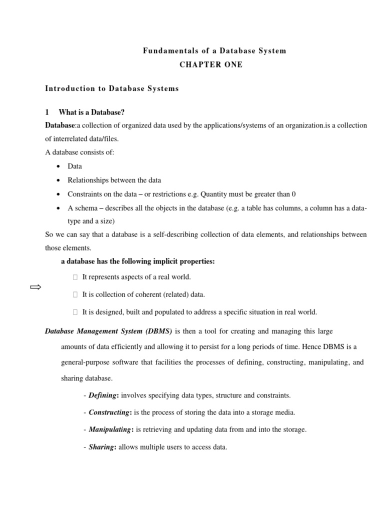 CH - 1 Fundamentals of A Database System | PDF | Databases | Web ... CH - 1 Fundamentals of A Database System | PDF | Databases | Web ...