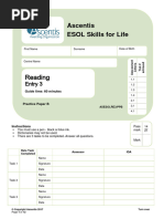 ESOL - Entry 1 - Reading Candidate Paper - Practice Paper A | PDF