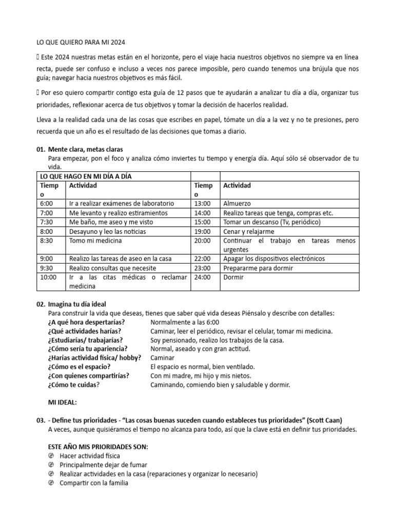 Guía de Metas y Hábitos para 2024 | PDF