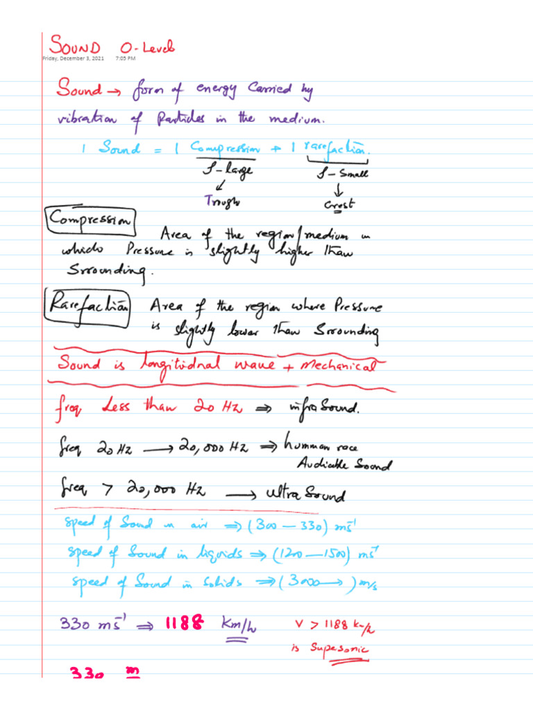 SOUND O LEVEL IGCSE CLASS NOTES | PDF
