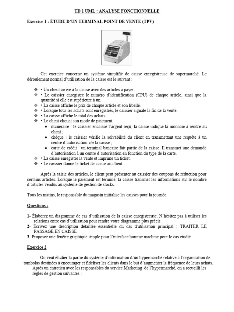TD1 Uml Cu | PDF | Caissier | Application
