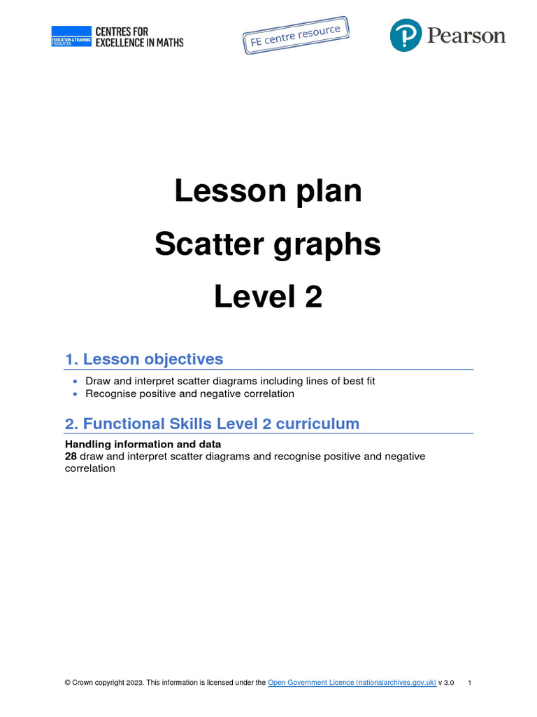 FS2 L3 Scatter-graphs Lesson-plan Final | PDF | Lesson Plan | Learning