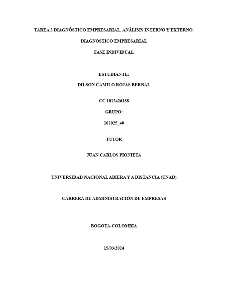 Tarea 2 102025 40 Dilson Camilo Rojas | PDF | Modelo de negocio | Business