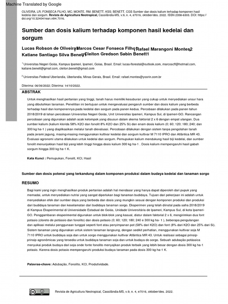 Sumber Dan Dosis Kalium Terhadap Komponen Hasil Kedelai Dan Sorgum | PDF | Kesehatan Holistik ...