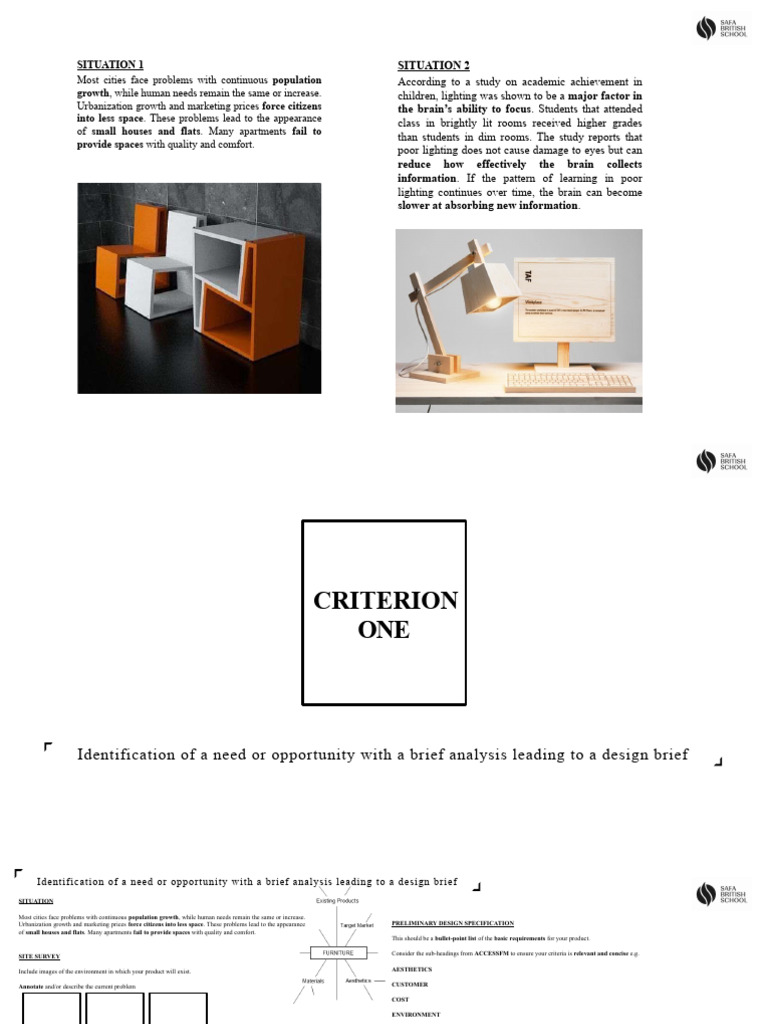 iGCSE DT - Criterion 1 - Identify | PDF | Lighting | Urbanization