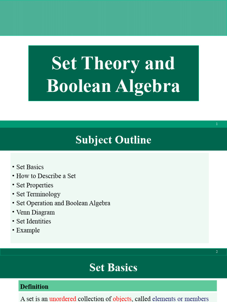 Set Theory And Boolean Algebra Pdf Set Mathematics Mathematics