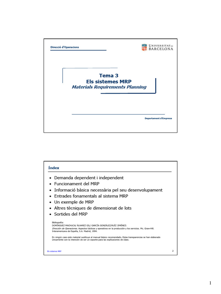 Cat_Dossier Tema 3 Sistemas MRP I | PDF