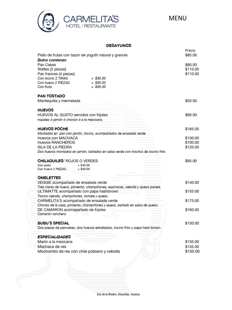Menú Carmelitas 2021 | PDF | ensalada | Cocina latinoamericana