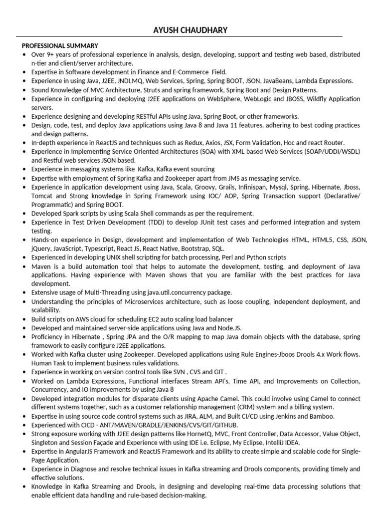 Ayush Resume | PDF | Spring Framework | Web Service