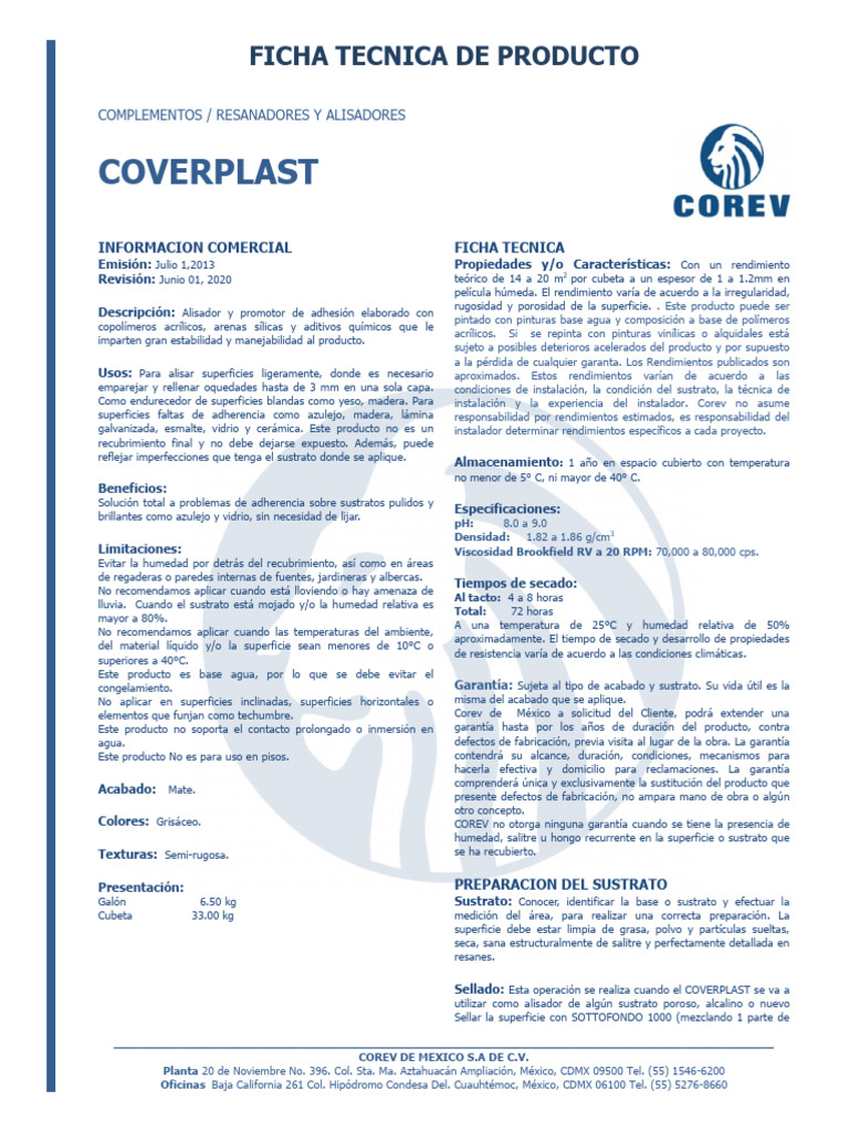 Coverplast 01jun2020 | PDF | Pintura acrilica | Agua