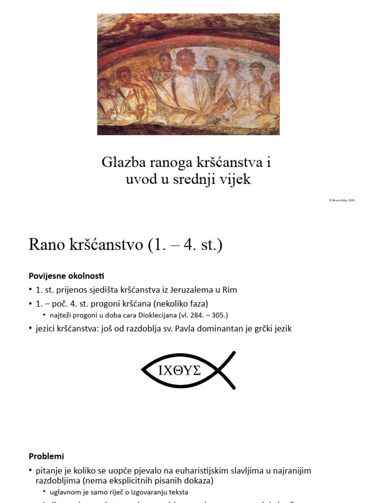 Glazba Ranoga Kršćanstva I Uvod U Srednji Vijek | PDF