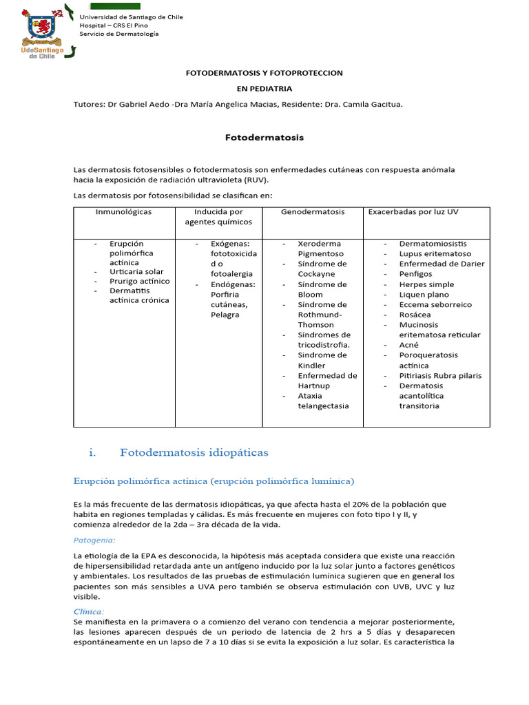 Fotodermatosis y Fotoproteccion en Pediatria 2024 | PDF | Ultravioleta ...