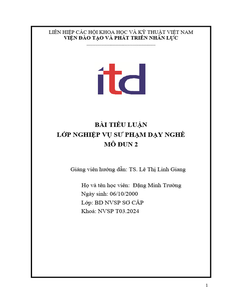 BT MD2 - ĐẶNG MINH TRƯỜNG - 06-10-2000 | PDF
