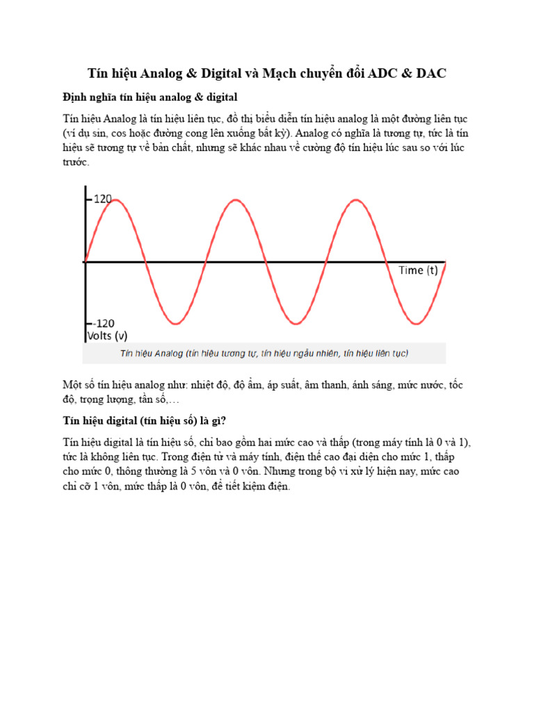 22 - ĐMTrường - Tháng 3 - ĐĐT - Tín hiệu Analog và Digital và Mạch chuyển đổi ADC và DAC | PDF