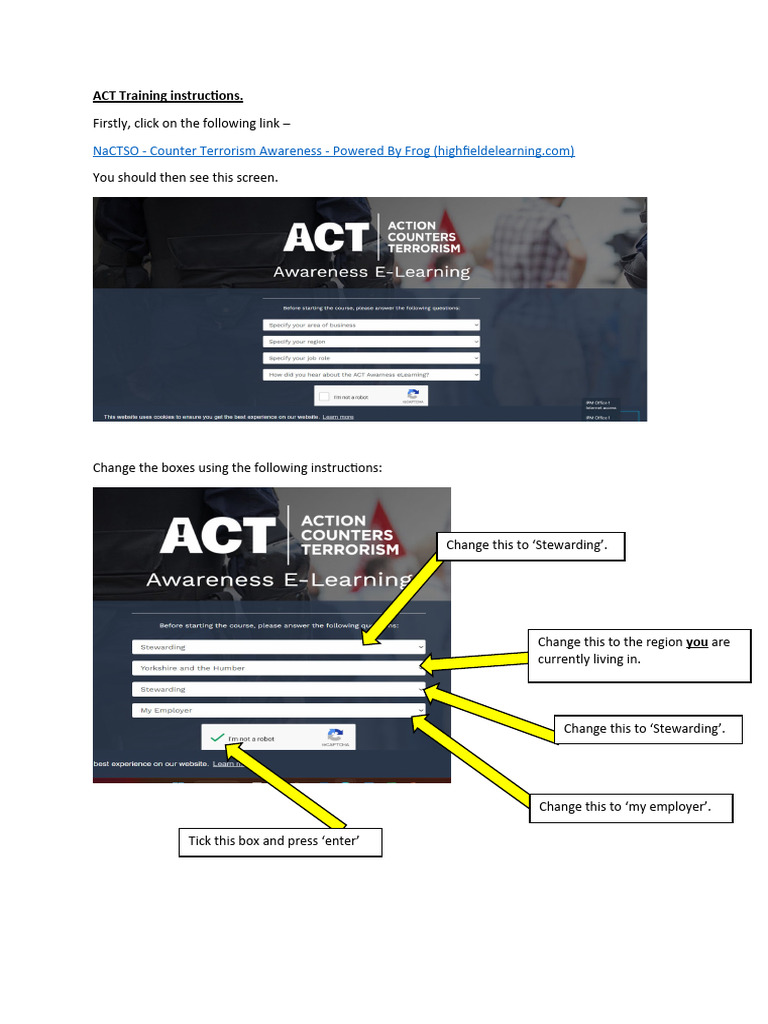 ACT Training Instructions | PDF | Computing | Software