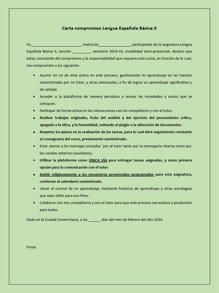 Carta Compromiso 2024 | PDF