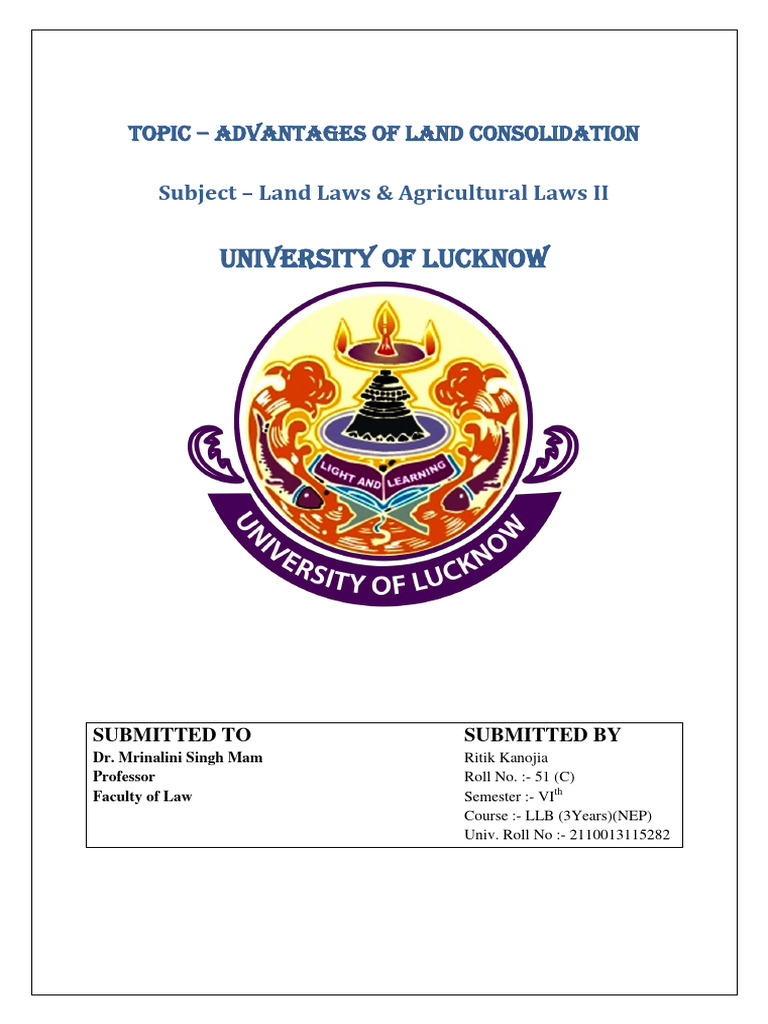 Land Law II Advantages of Land Consolidation | PDF | Agriculture | Farms