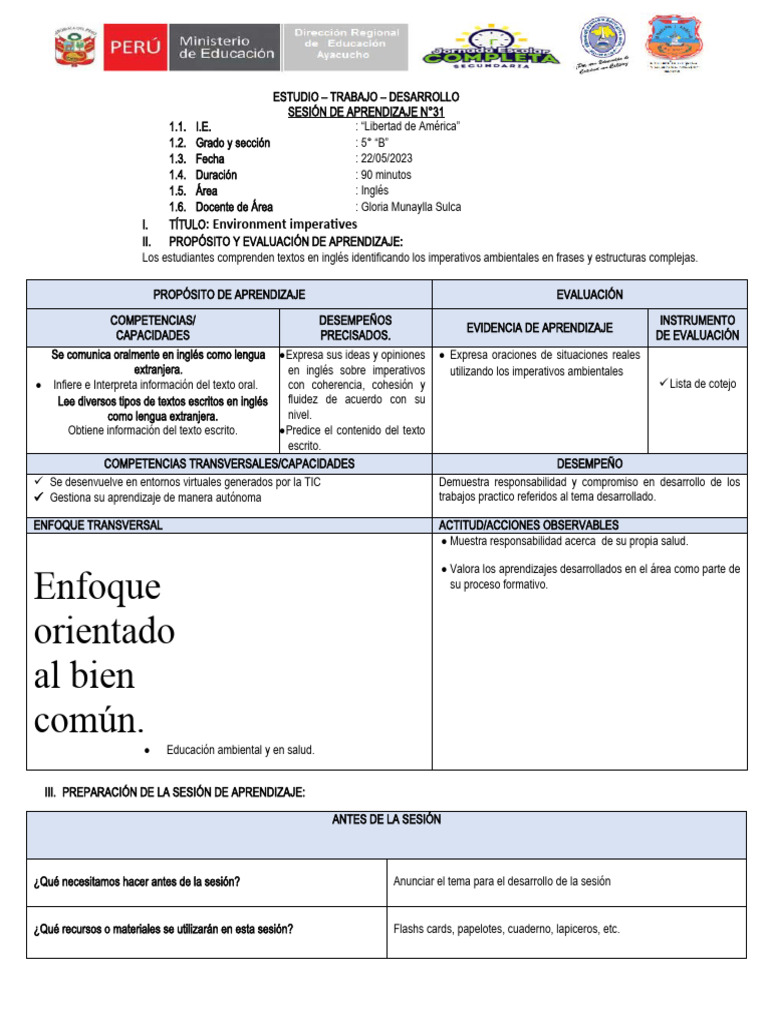 31 Environment Imperatives | Descargar gratis PDF | Aprendizaje | Evaluación