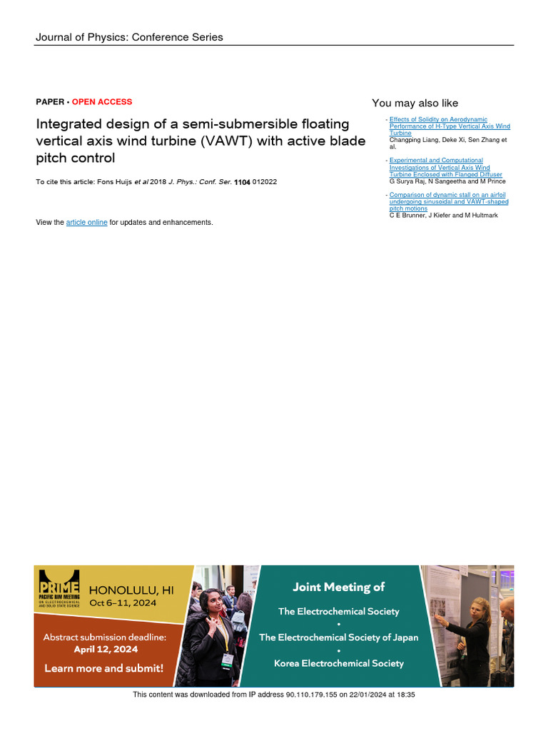 Integrated Design of A Semi-Submersible Floating Vertical Axis Wind ...