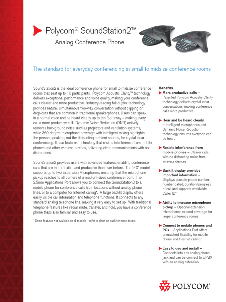 SoundStation2 Data Sheet - 1209 | PDF | Telephone | Microphone