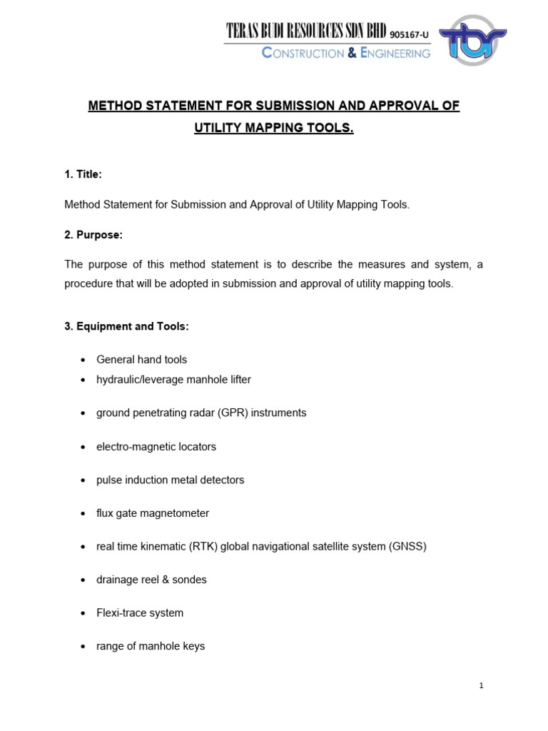 Utility Mapping Tools Approval Method | PDF | Surveying ...