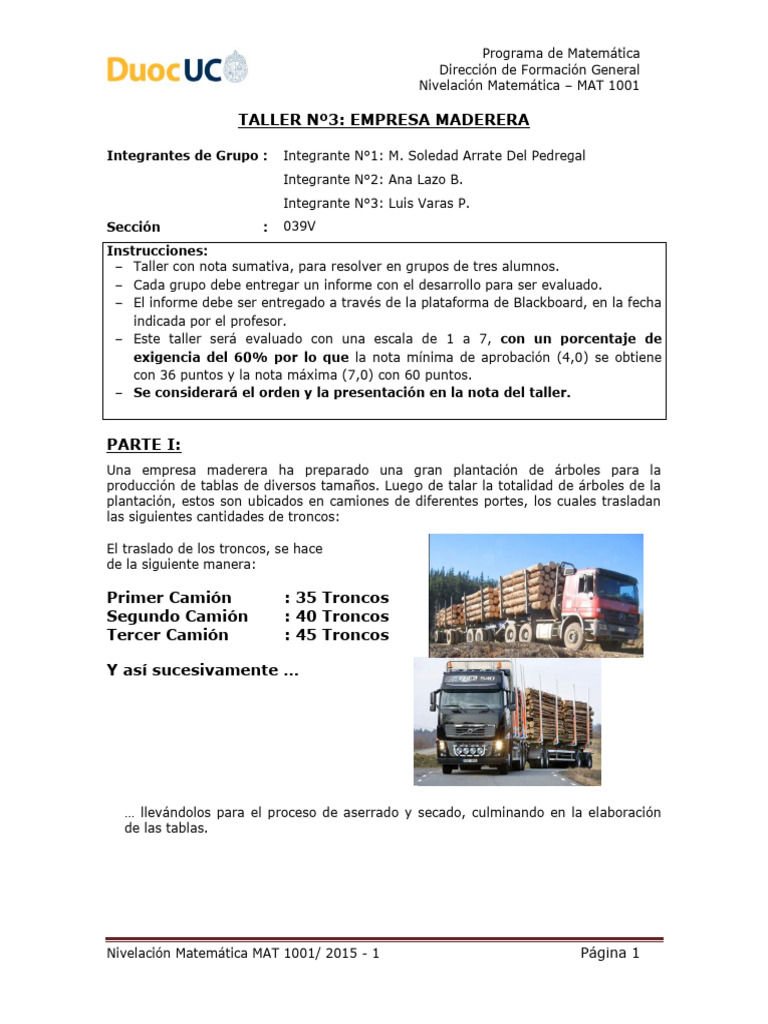 Taller Matemático: Empresa Maderera | PDF