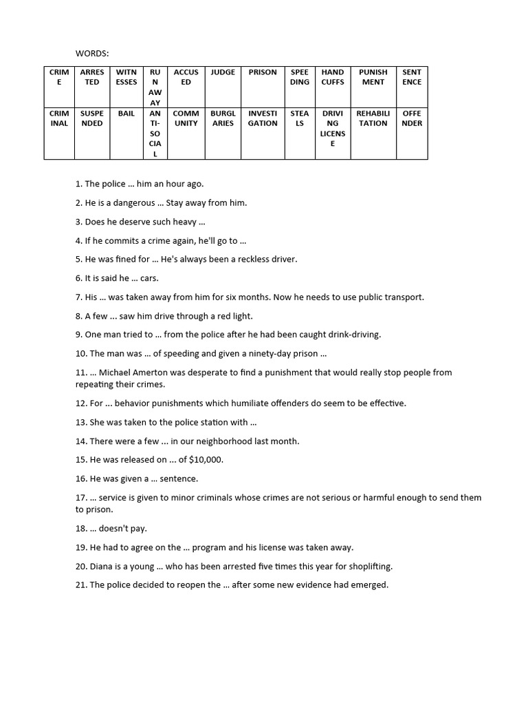 Crime Vocabulary | PDF