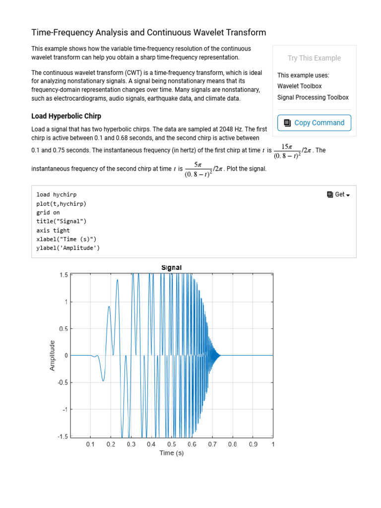 Continuous Wavelet Transform Guide | PDF | Wavelet | Electrical Engineering