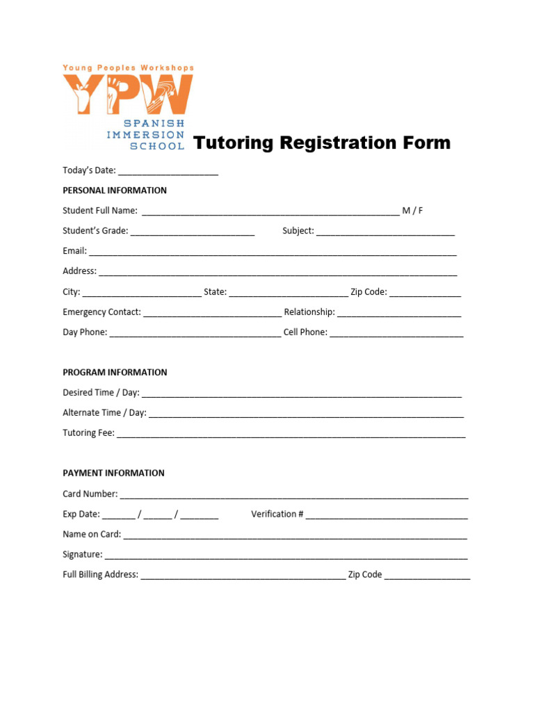 Tutoring Registration Form | PDF | Prepaid Mobile Phone