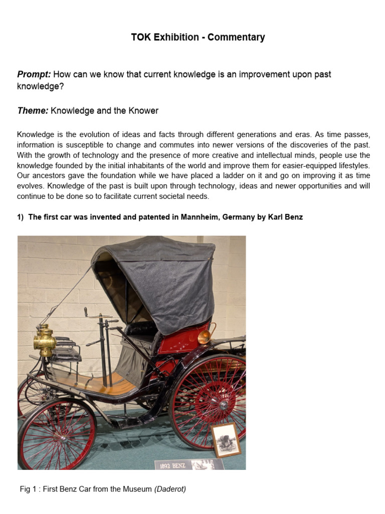 TOK Exhibition Sample IB | PDF | Car | Knowledge