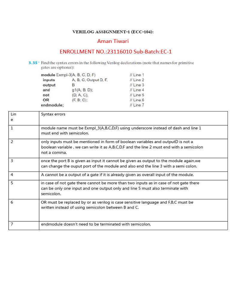 Verilog Syntax & Simulation Guide | PDF | Computer Engineering | Computing